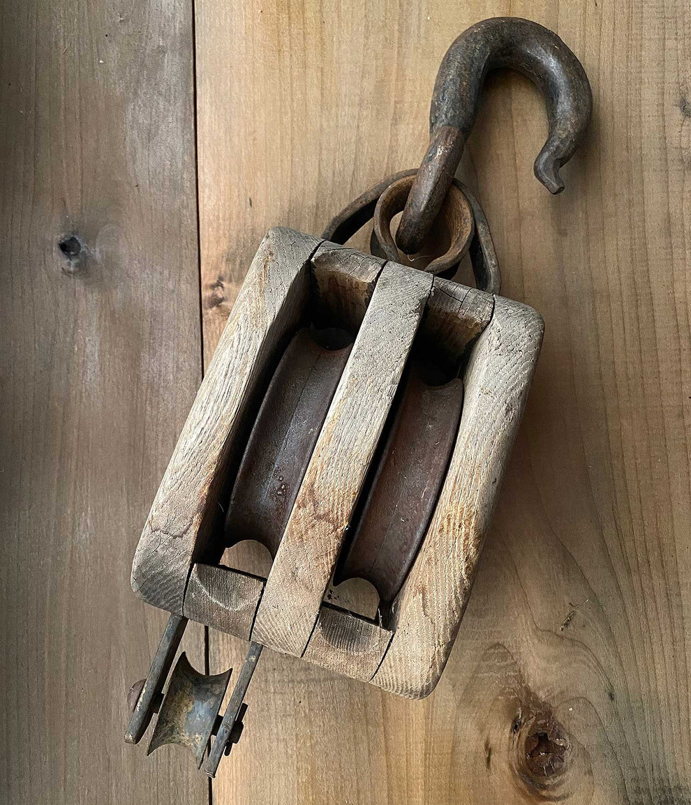 Antique Rustic Barn Pulley Double Medium Size Union Hardware – Lostwestern