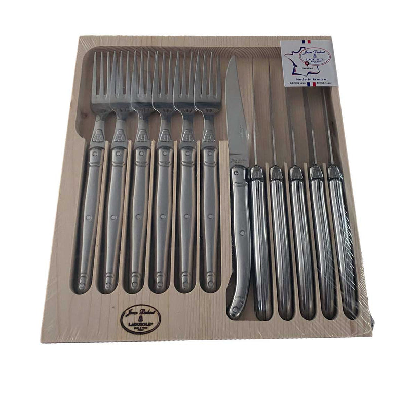 Jean Dubost 12 Piece Laguiole Cutlery Set with Stainless Steel Handles ...