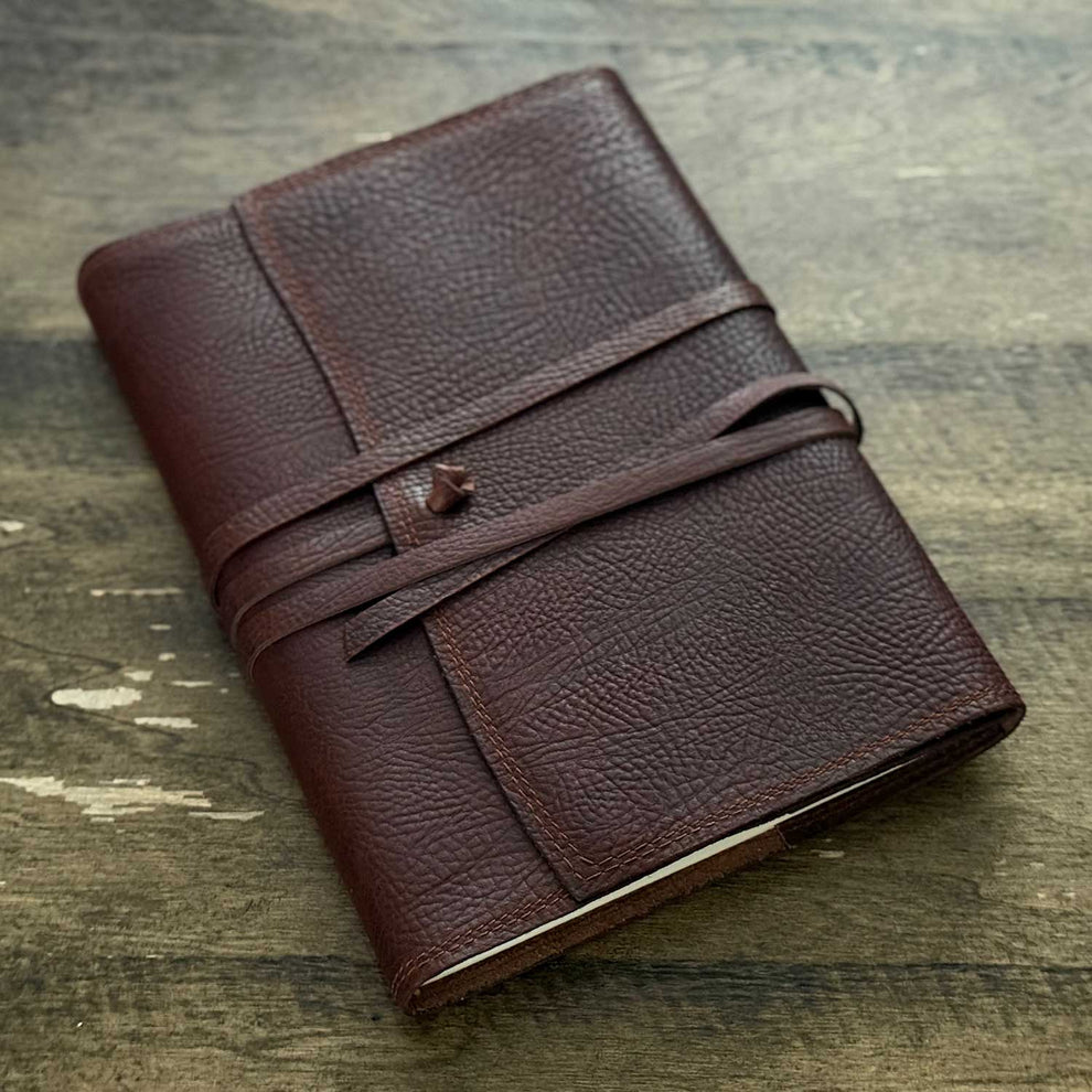 Brown Leather Refillable Journal - Unlined - Made in Italy – Lostwestern
